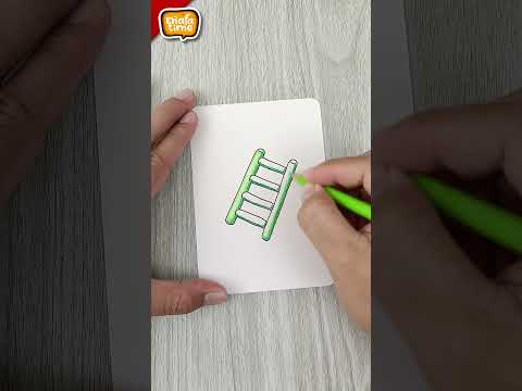 #164 Green Ladder - Simple Drawing and Coloring! #howtodraw #art #satisfying #shorts