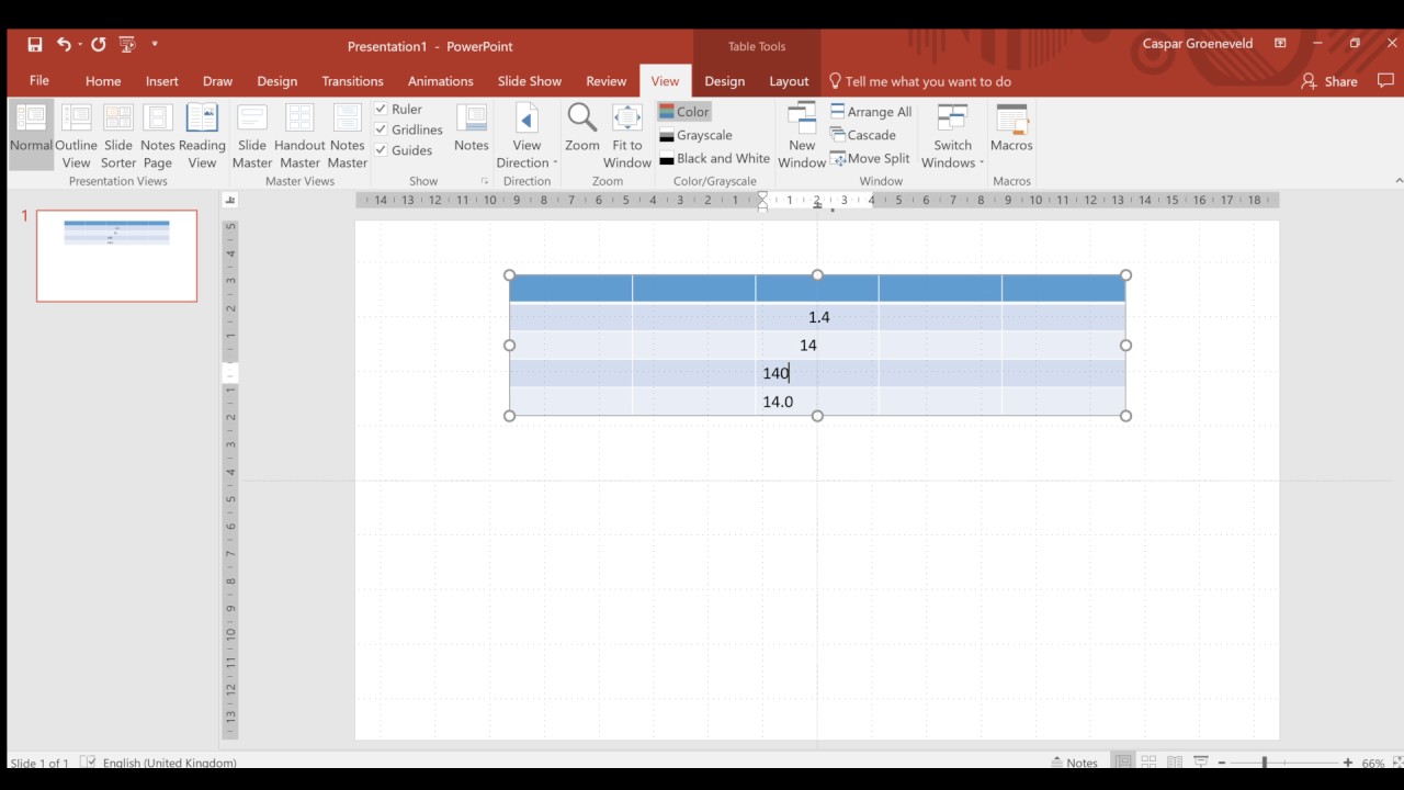 Decimal points in Powerpoint