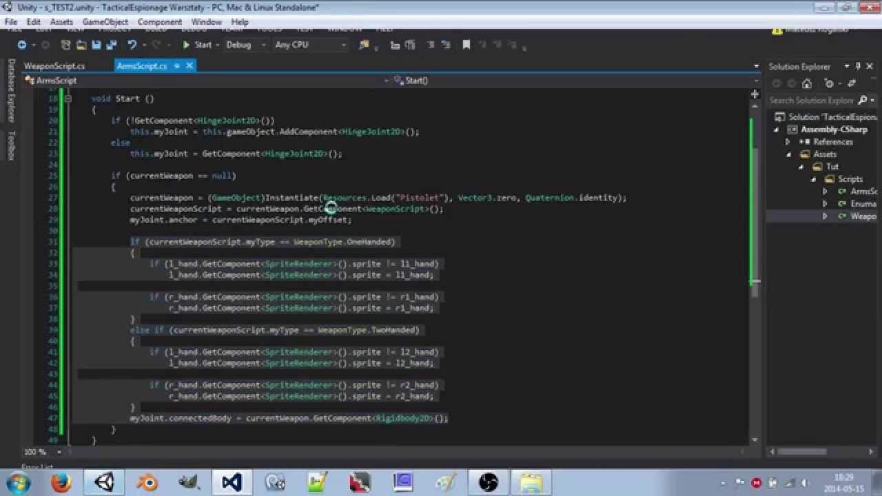 Unity3D Tutorials - 2D Weapon change method