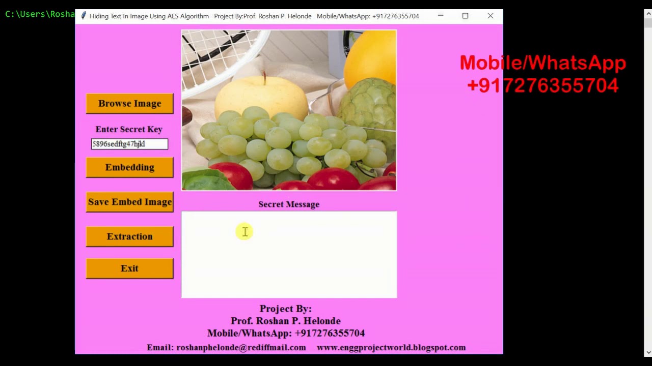 Python Code for Hiding Text In Image Steganography Full Project Source Code