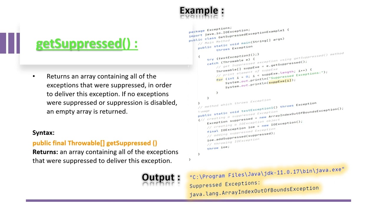 3  Methods in Throwable class