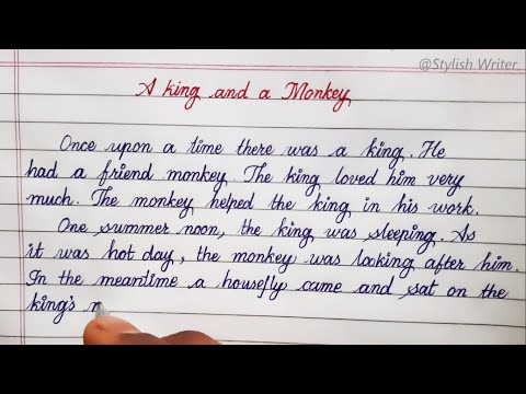 Story: The King and the Monkey | Beautiful cursive handwriting with moral | English Stories for Kids