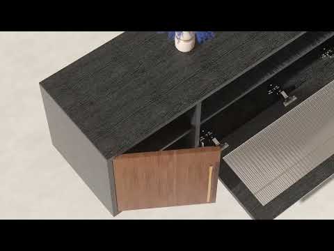 Mid Century Modern Black and Brown Entertainment Center | POVISON