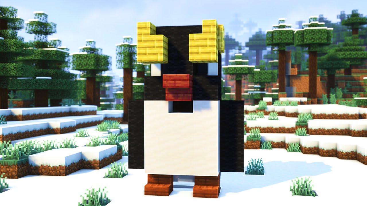 Minecraft | How to build a Penguin Statue | Tutorial