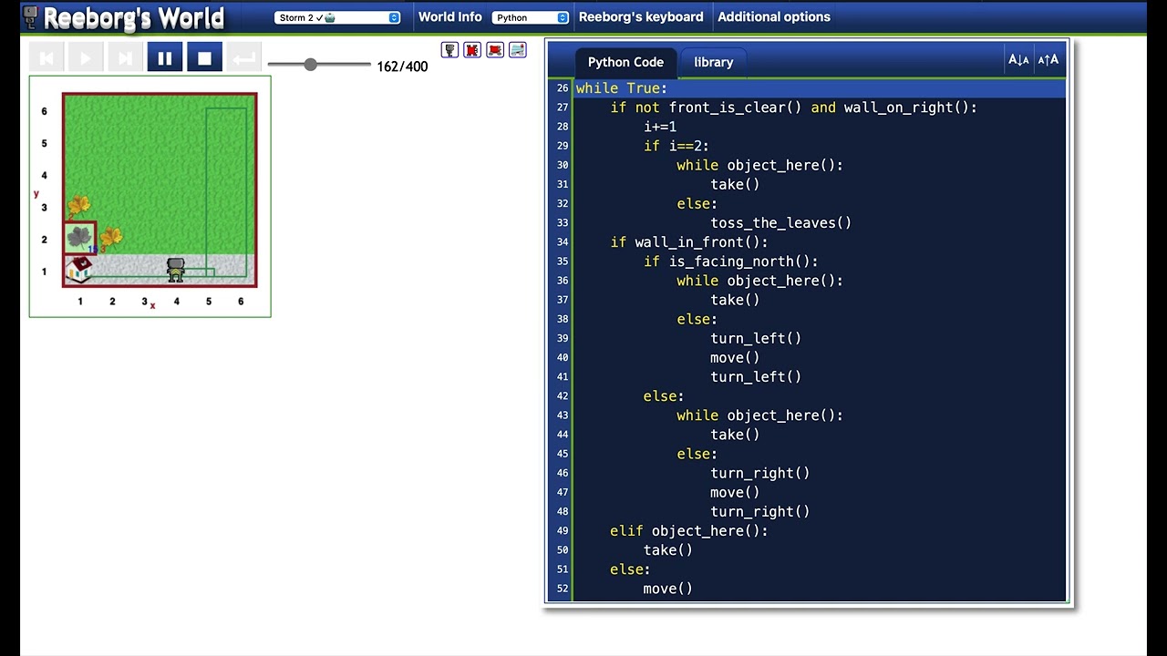 Reeborg's World   Storm 2 | Python Solution