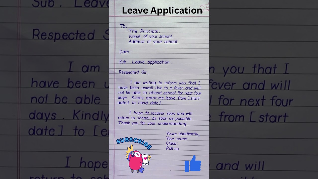 Leave Application for School students.