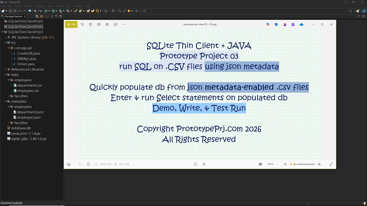 Run SQL on .CSV data - SQLite Thin Client + JAVA + Prototype Project 03
