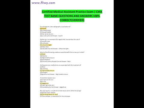 Certified Medical Assistant Practice Exam | CMA TEST BANK QUESTIONS AND ANSWERS 100% CORRECT