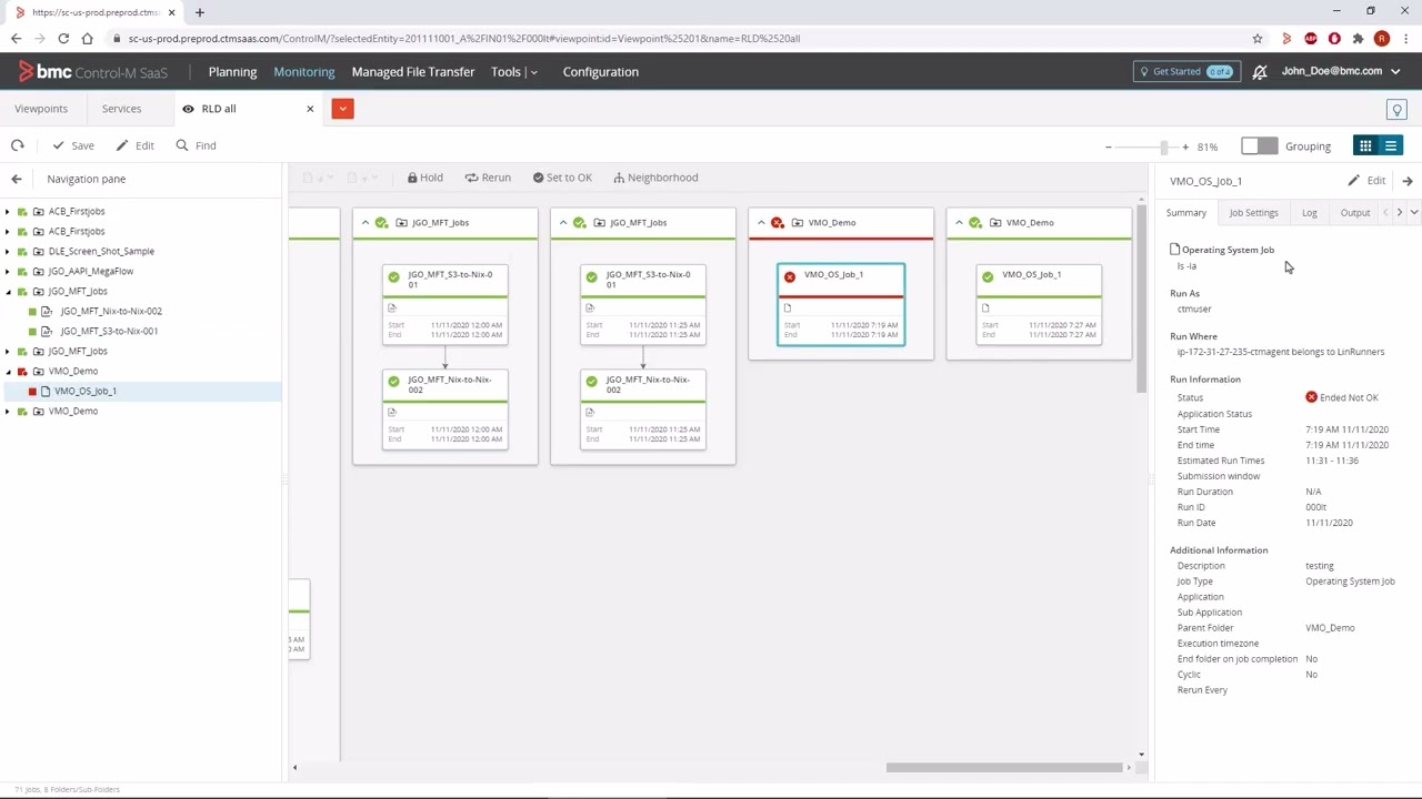 Monitoring Workflows in Control-M SaaS