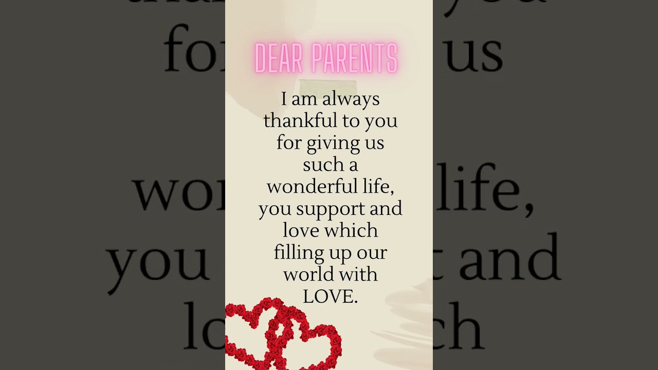 Thank you massage for parents | Parents love