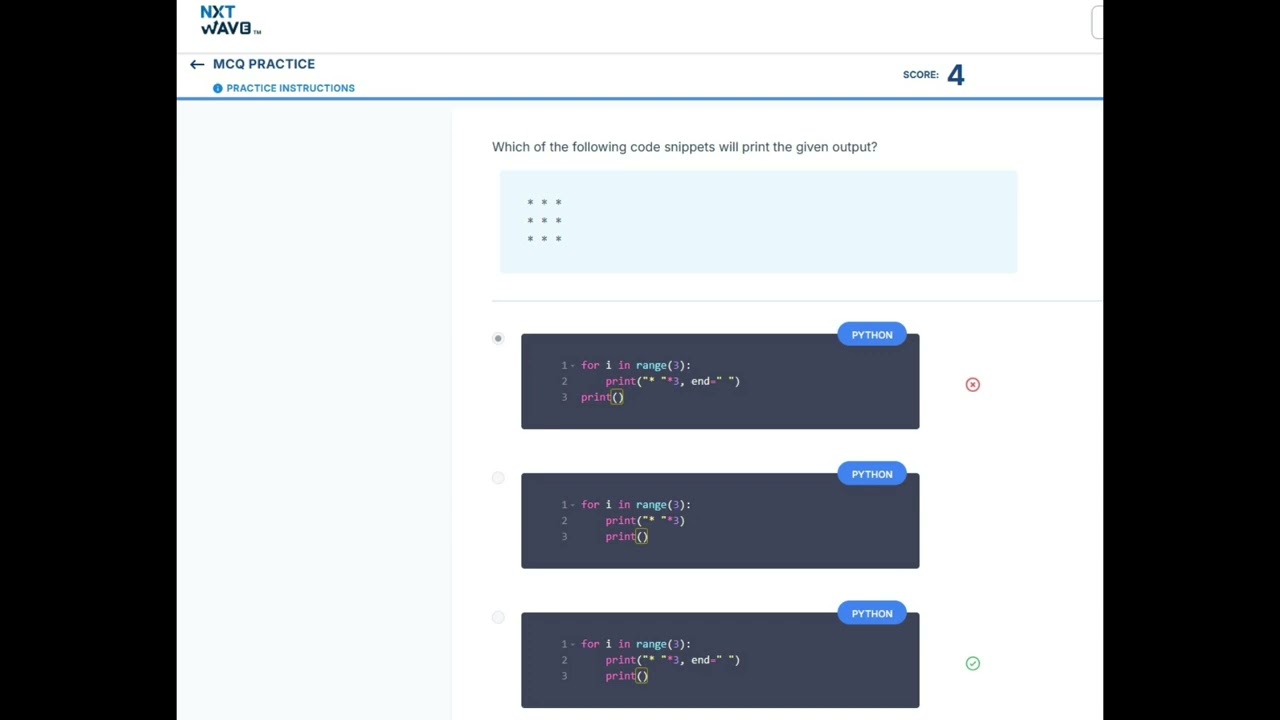 Python - Nested Loops mcqs practice ||  ccbp nxtwave