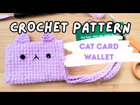 Free crochet pattern: cat credit card wallet with wristband