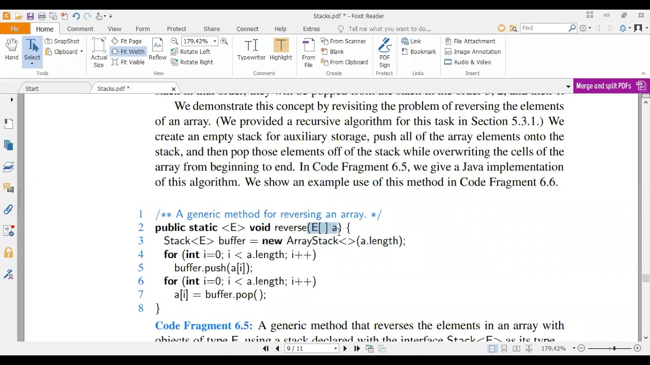 Reversing an Array Using a Stack 1