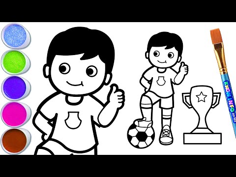 How to Draw Soccer Players Easy for Kids | Drawing, Painting and Coloring