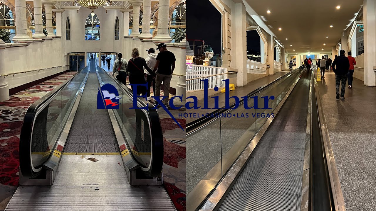 SUPER LONG Inclined Montgomery Medium-File Moving Walkway - Excalibur Hotel & Casino - Las Vegas, NV