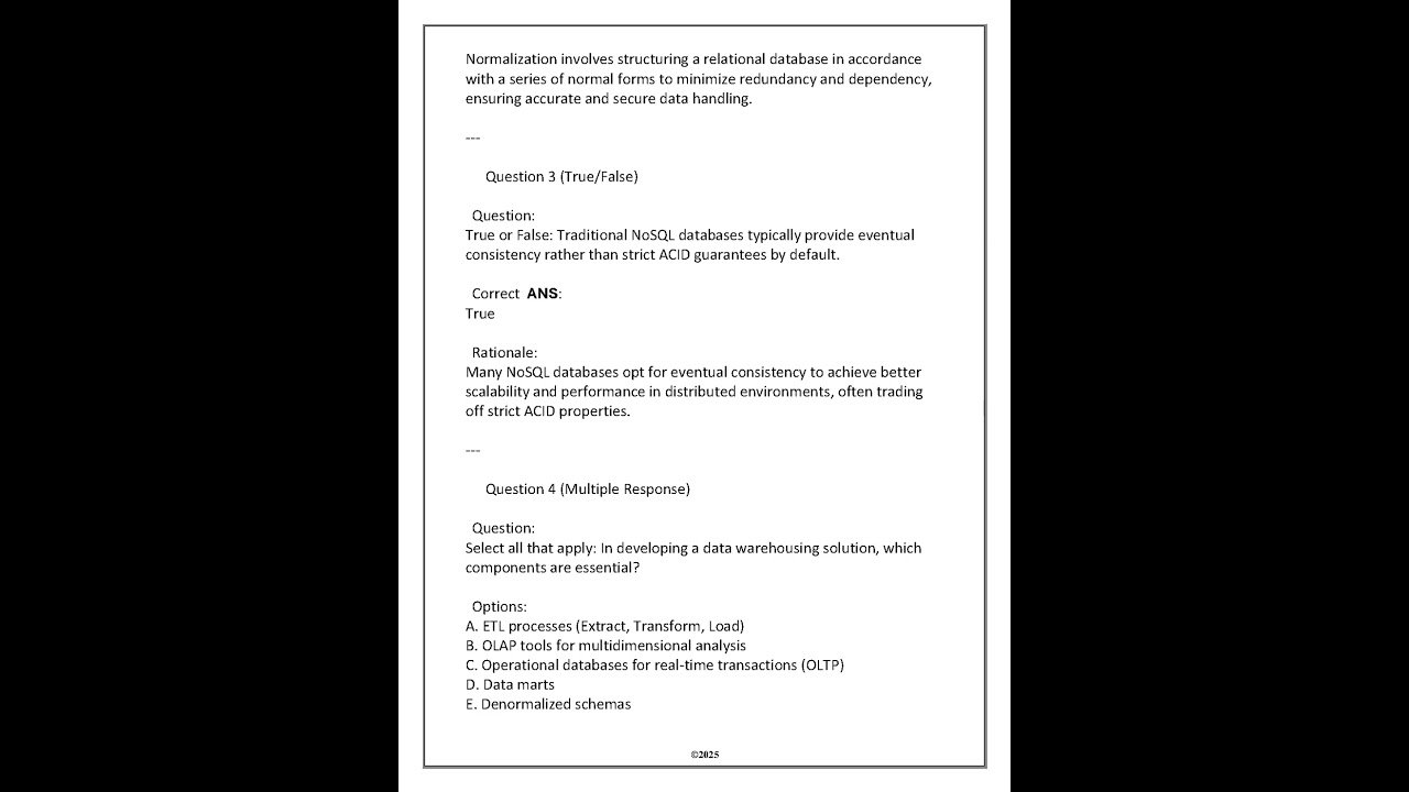 Wgu D426 Itec 2116 Data Management FoundATIons TEST BANK 2025 Objective Assessmen