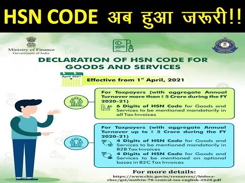 Attention GST Taxpayers Declaration of HSN Code for Goods and Services effective from April 01, 2021