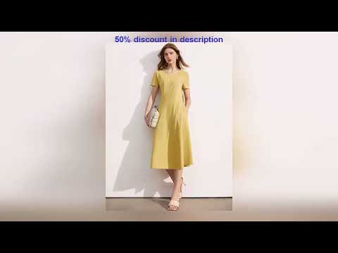 #Amii Minimalism Summer Dress For Women Offical Lady Fashion Short Sleeve Vneck Aline Slim Long Dr