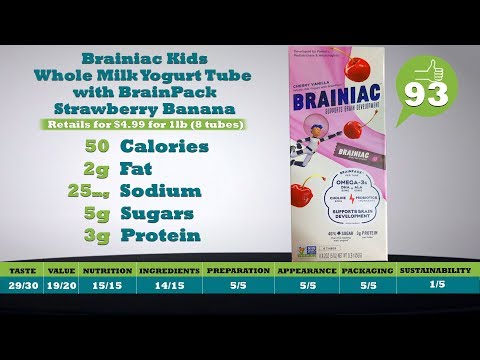 Brainiac Kids Whole Milk Yogurt Tube with BrainPack Strawberry Banana