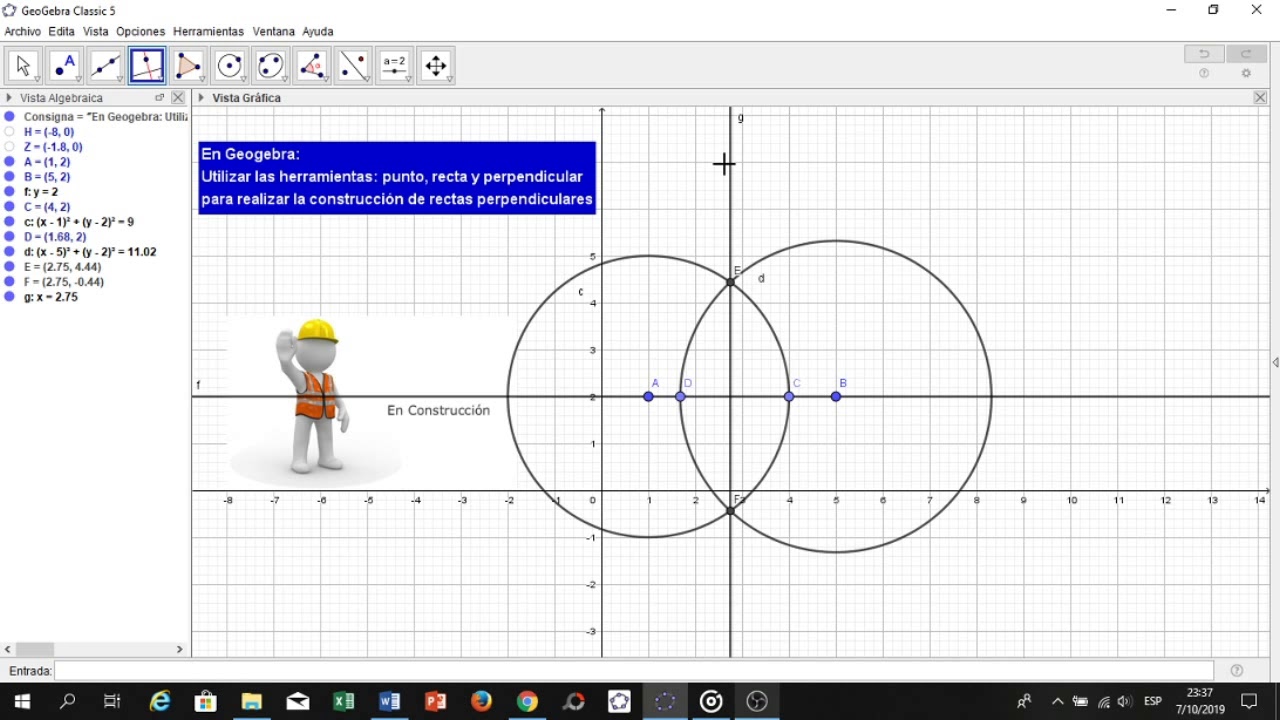 Construccion de rectas perpendiculares geogebra