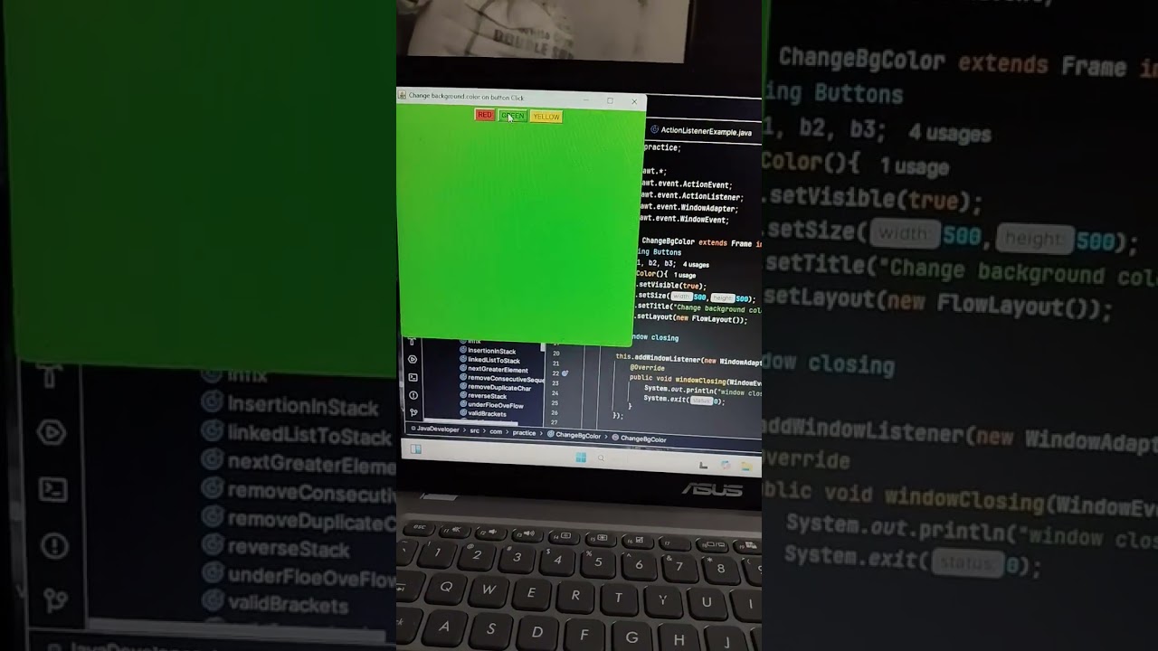 Changing background color just clicking buttons in Java awt #trending #codinglover #fashiontrends