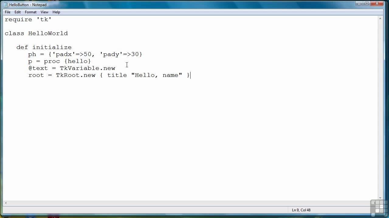 Infinite Skills: Ruby Programming 67 - Using Common Widgets