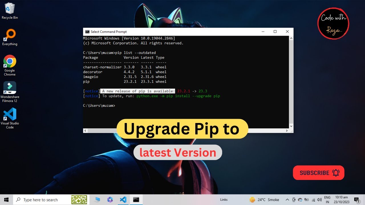 How To Upgrade Pip Version in Python Window | Pip Upgrade Command | Pip update new version 23.2.1