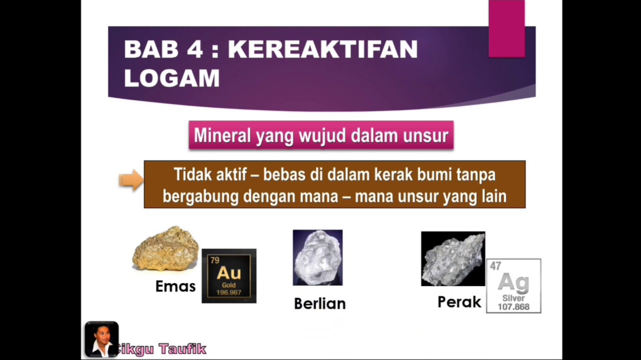 SAINS Tingkatan 3 KSSM BAB 4 KEREAKTIFAN LOGAM (4.1 Kepelbagaian Mineral)