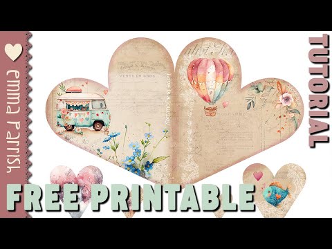 Free Printable Junk Journal Heart Tutorial - Pop Up, Flip & Greetings Card