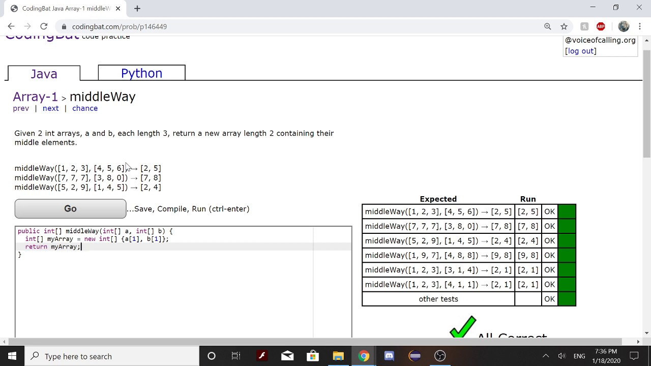 Array-1 (middleWay) Java Tutorial || Codingbat.com