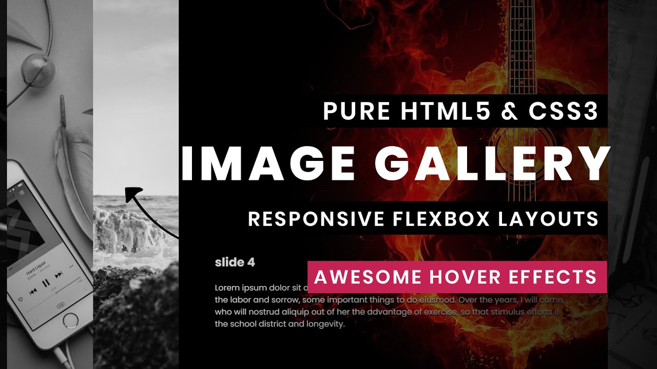 Responsive Image Gallery Using Flexbox With Hover Effects | Image Gallery Hover Effects ( Hindi )