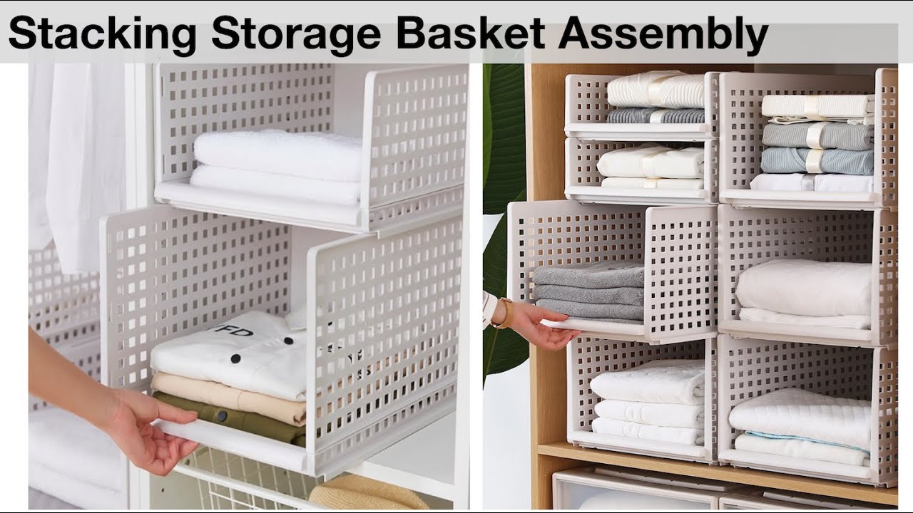 Stackable Basket Stacking Storage Basket Assembly Wardrobe Storage Space Saving