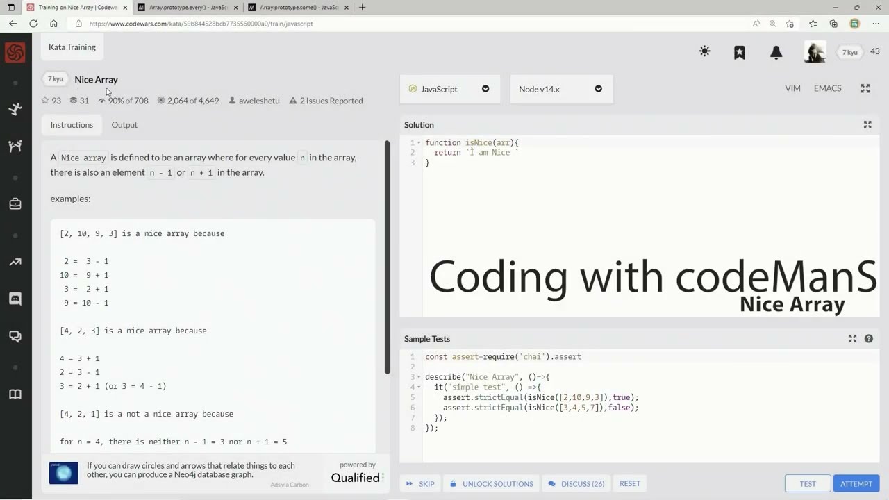 Codewars 7 kyu Nice Array JavaScript