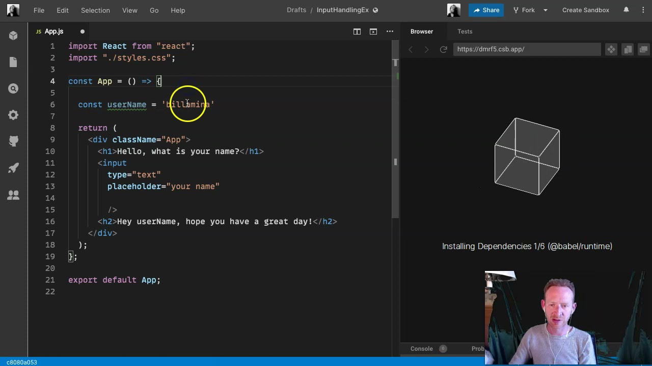 React: Input Handling with Simple Hook
