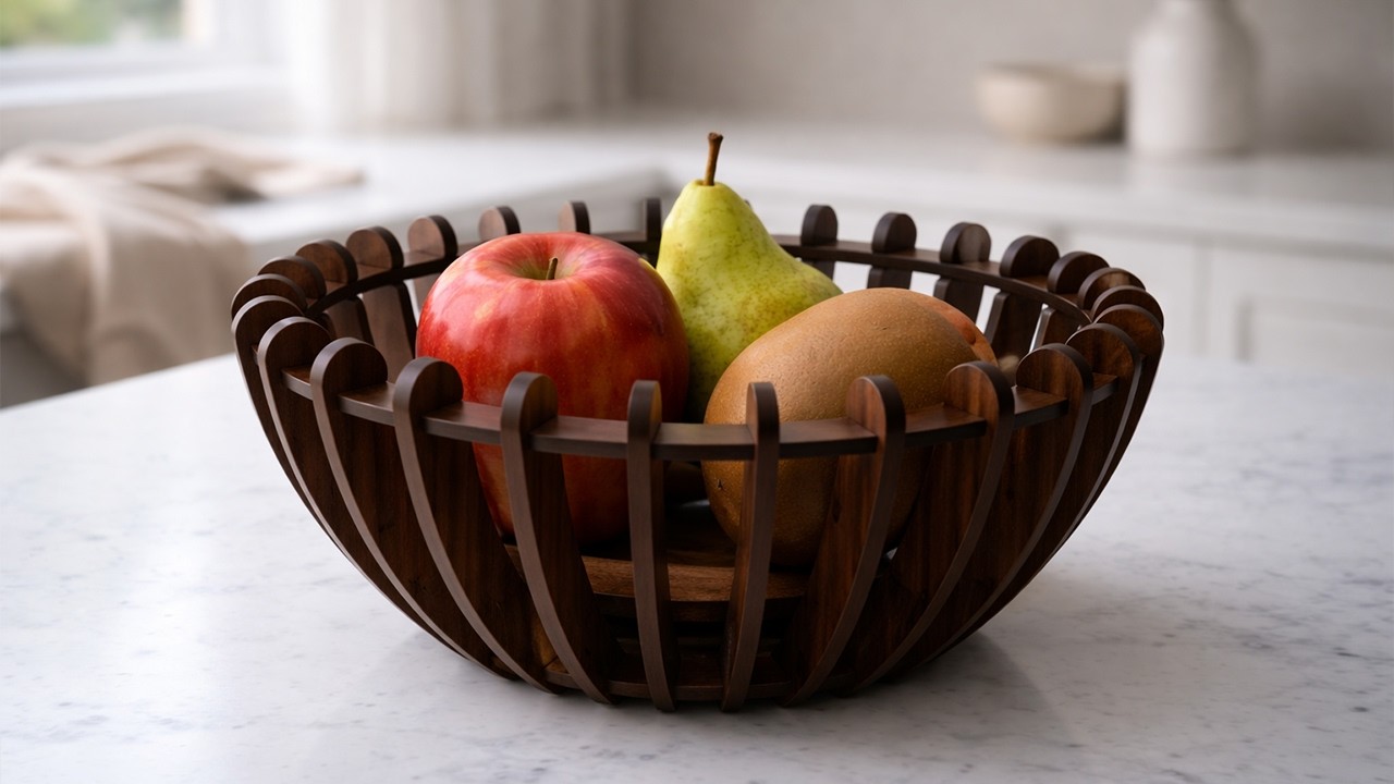 Modern Wooden Fruit Bowl Set – Laser Cut SVG Basket – Minimal Kitchen Décor  Digital Download |#709|