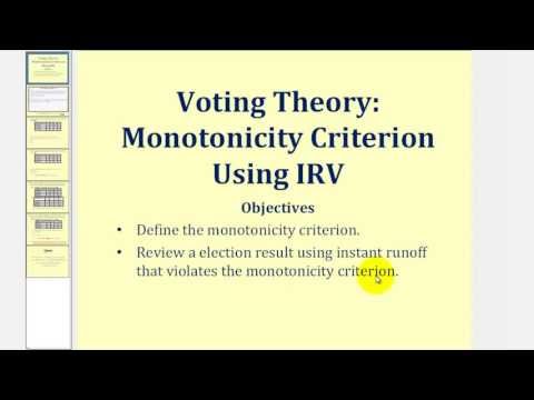 Voting Theory: Monotonicity Criterion Using Instant Runoff Voting ...