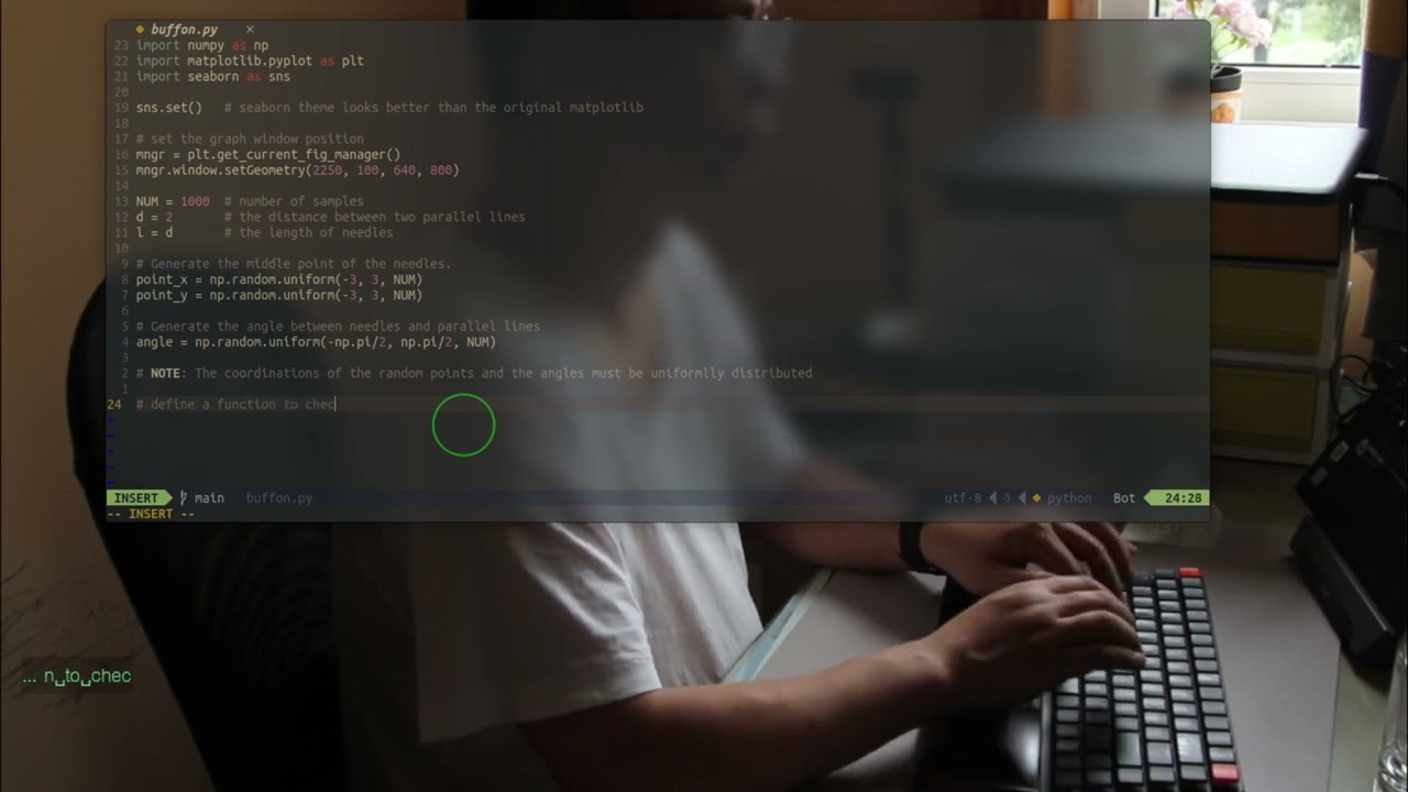 ASMR Coding - Buffon's needle problem （Explaination and Python code）