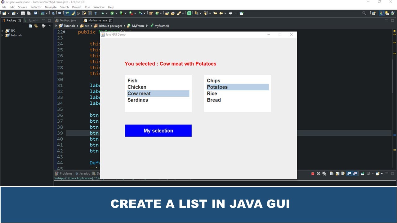 Java GUI Tutorial #46 - Creating A List In Java GUI Using JList Class
