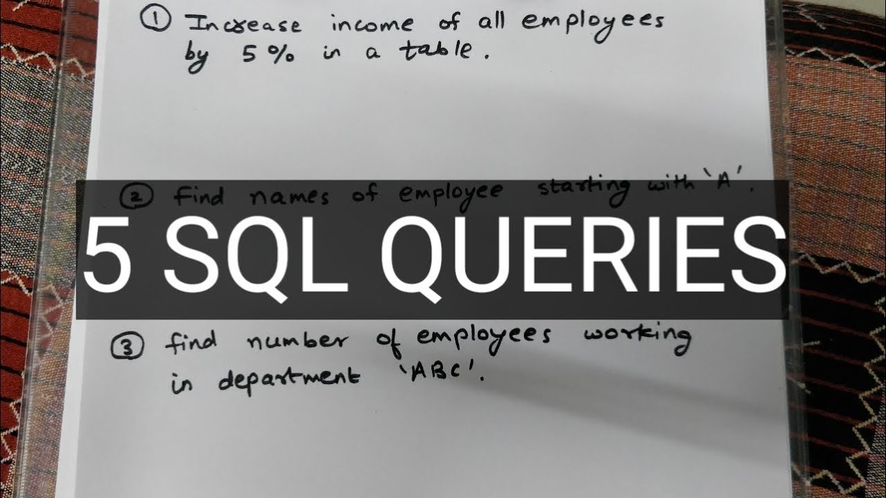SOLVE 5 SQL QUERIES IN 5 MINUTES (PART 1) | MASTER IN SQL | SQL INTERVIEW QUESTIONS