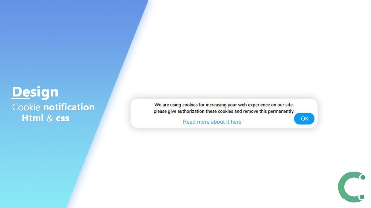 cookies notification design in html and css