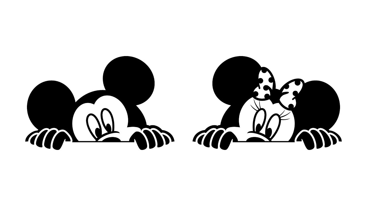 Mickey Minnie Mouse Disney Monogram Peeping Hiding SVG Cricut Cut File Silhouette Cameo Clipart Png