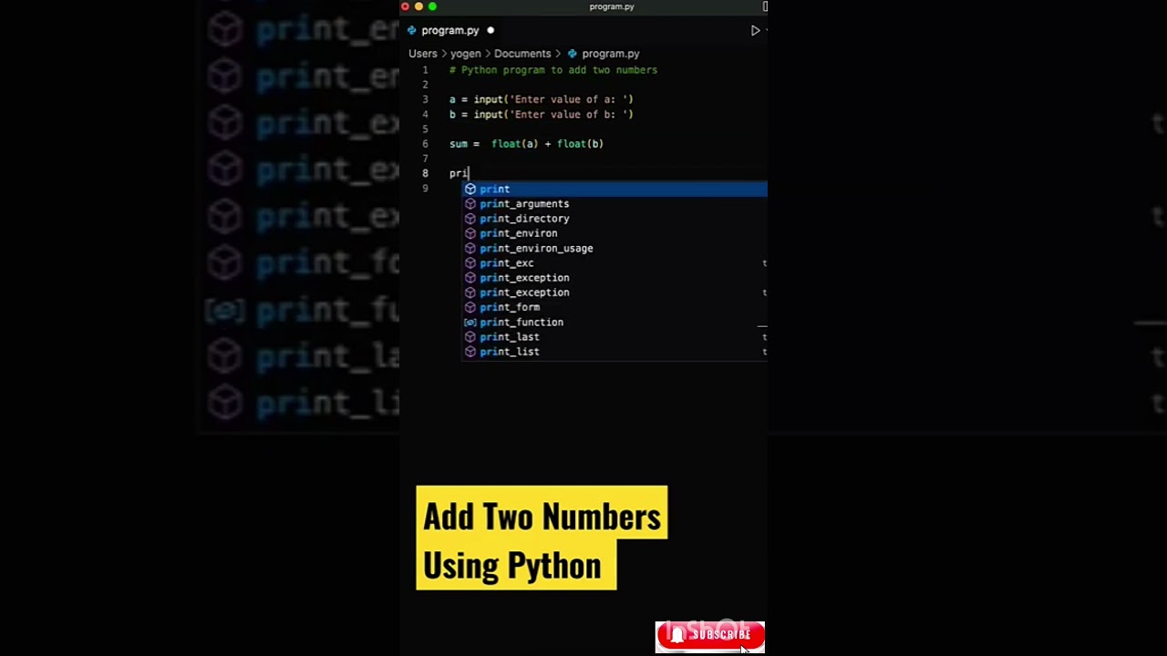 Adding Two Numbers in Python #python #viral #coding