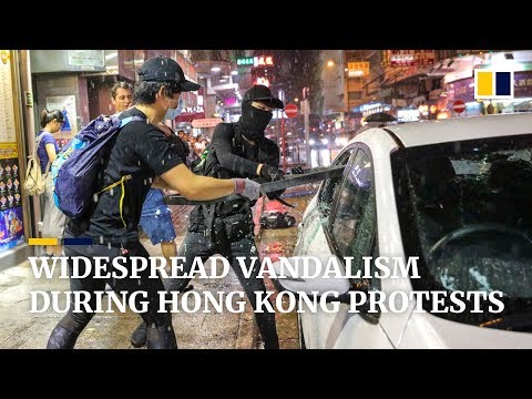 Widespread vandalism during 19th straight weekend of Hong Kong protests