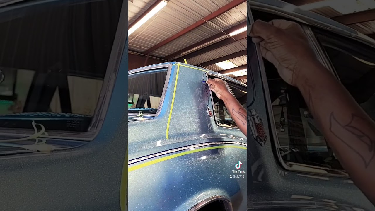 pinstriping a lowrider monte carlo #sic713 #siconestudios #pinstripe  #lowrider