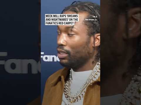 Meek Mill raps 'Dreams and Nightmares' on the Fanatics red carpet