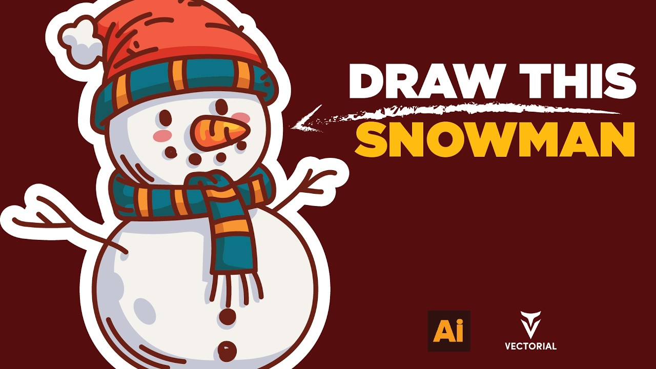Draw This Cute Snowman in Adobe Illustrator | Hand Drawn Vector Tutorial