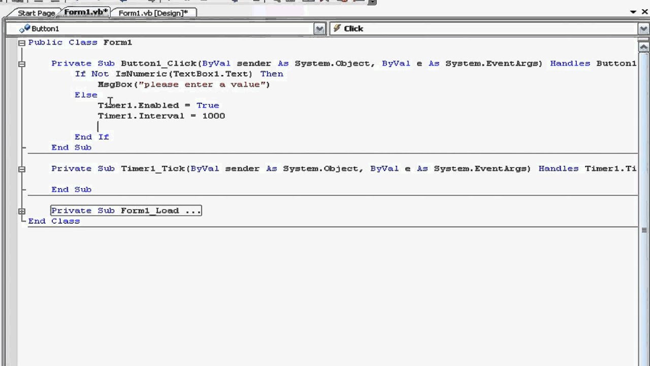 Visual Basic Express 2008/2010 Basic Timer Tutorial