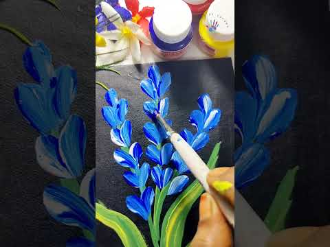 Acrylic Color Blue Flower Paint Tutorial #shortvideo #trending #viral #beginner #tutorial #art