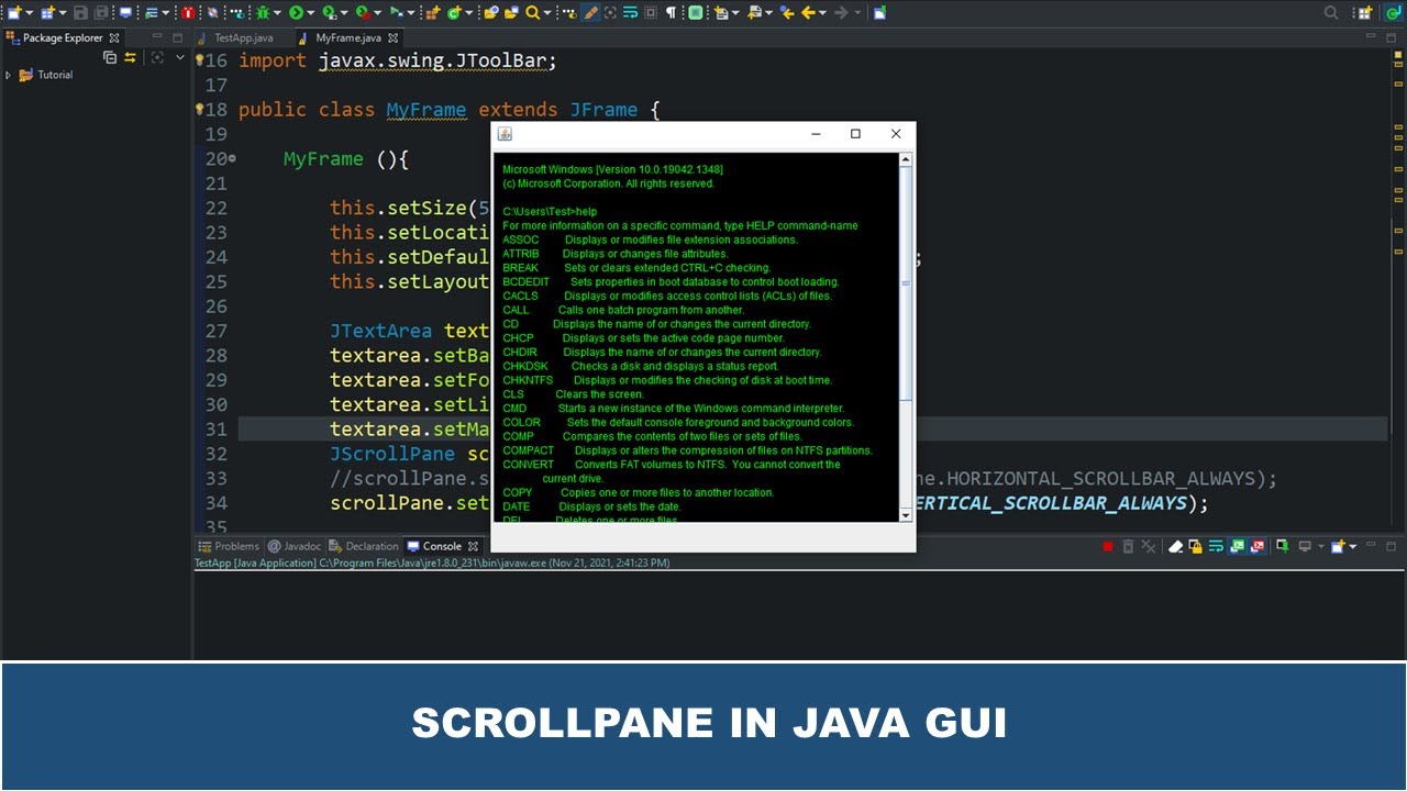 Java GUI Tutorial #65 - Create a ScrollPane Using JScrollPane Class In Java GUI Swing