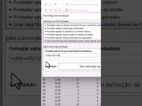 Destacar Linha no Excel com clique na célula #excel #shorts